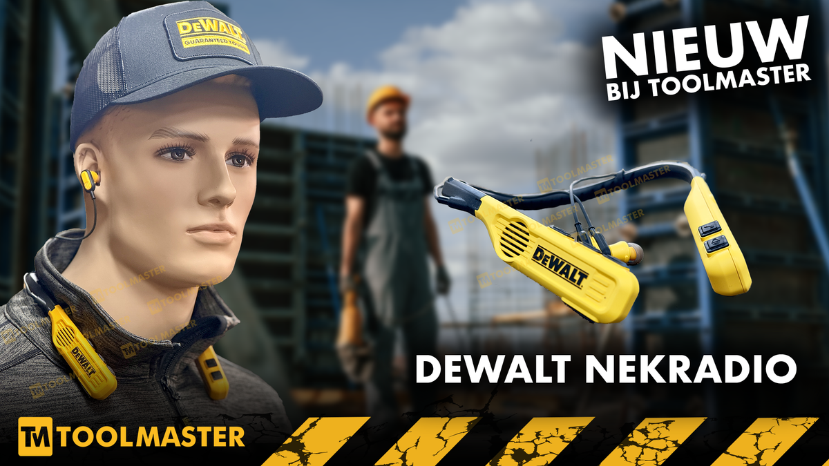 DeWALT nieuwste neckband met speakers en headset. — Toolmaster